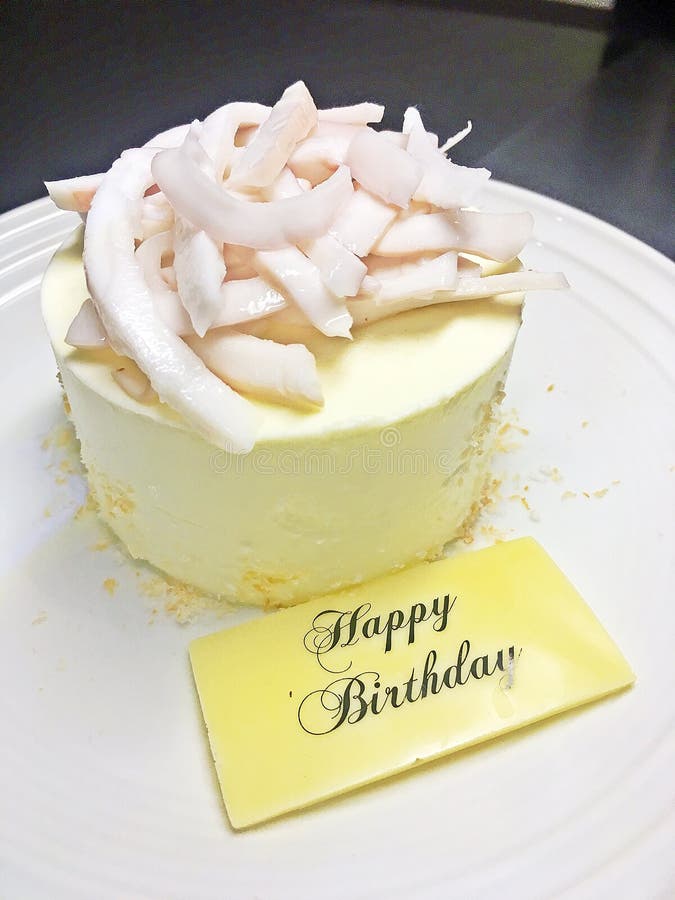 Coconut birthday cake stock photo. Image of homemade - 94216498