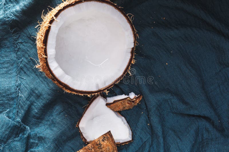 Coconut on Blue Background stock image. Image of fiber - 116866085