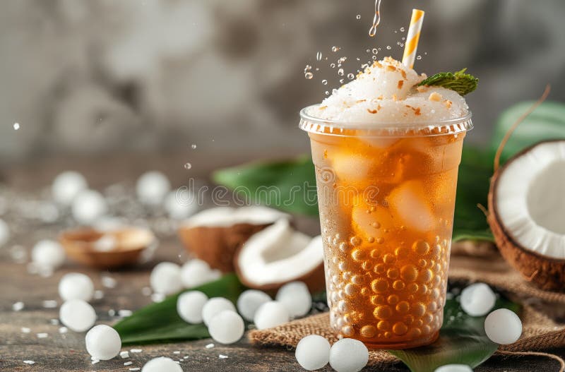 Coconut bubble tea splash stock photo. Image of indulgence - 316018584