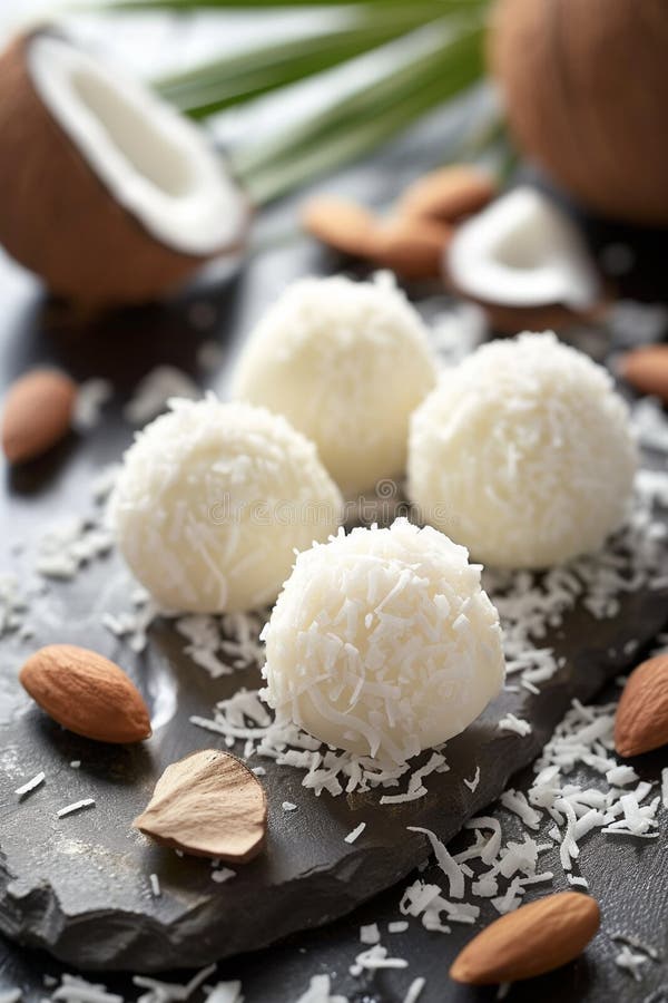 Coconut Candies on a Plate Close-up Stock Image - Image of closeup ...