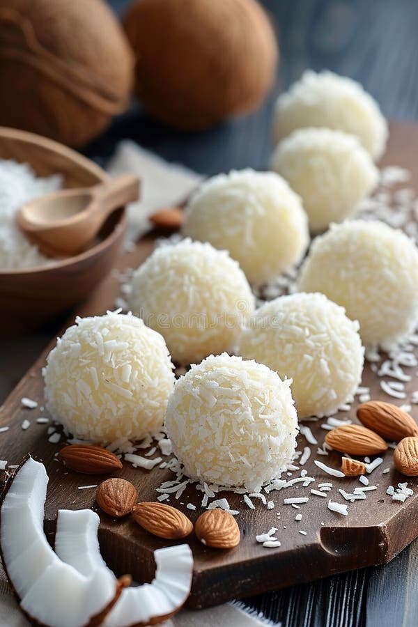 Coconut Candies on a Plate Close-up Stock Image - Image of sugar, cream ...