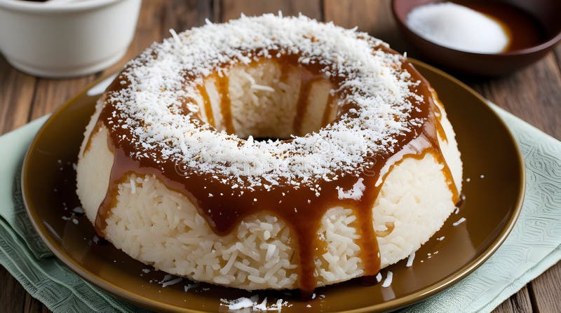 Coconut Caramel Rice Pudding Delight Stock Illustration - Illustration ...