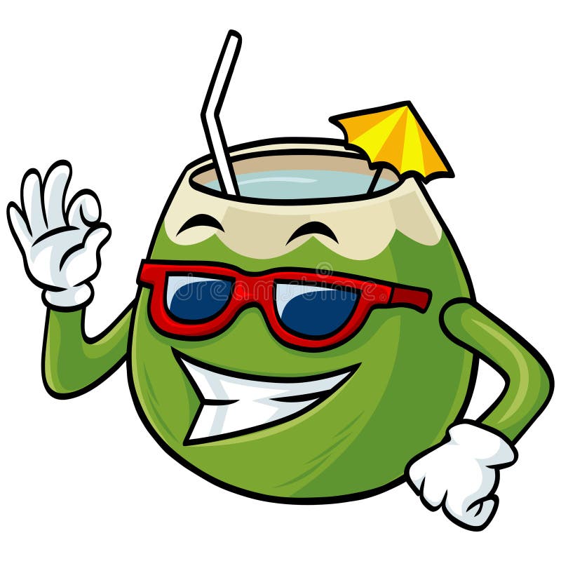 Coconut Cartoon Character Design Mascot Illustration Vector Stock ...
