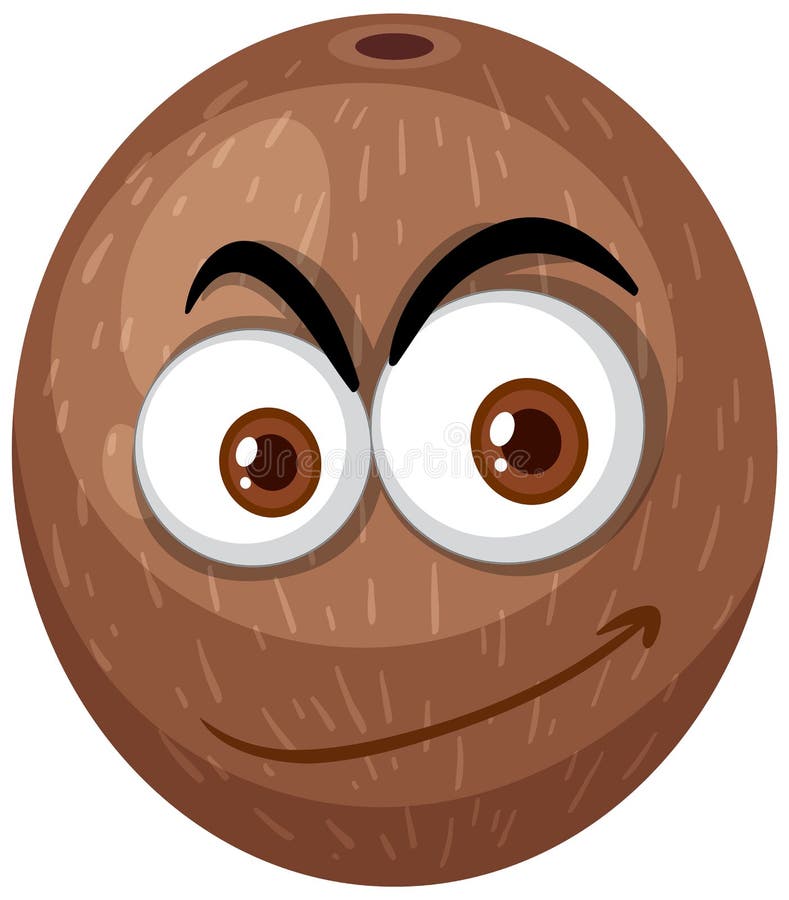 Coconut Face Expression Cartoon Character Set Stock Vector ...