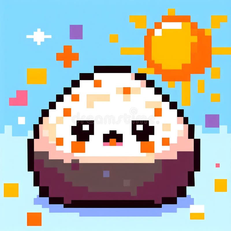 Coconut Character with Sun,pixel Art Stock Illustration - Illustration ...