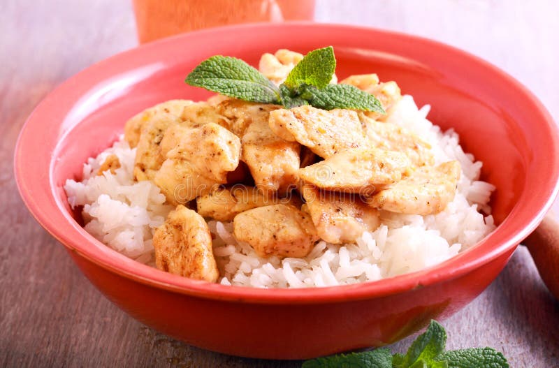 Coconut Chicken Fillet with Rice Stock Image - Image of appetizer ...