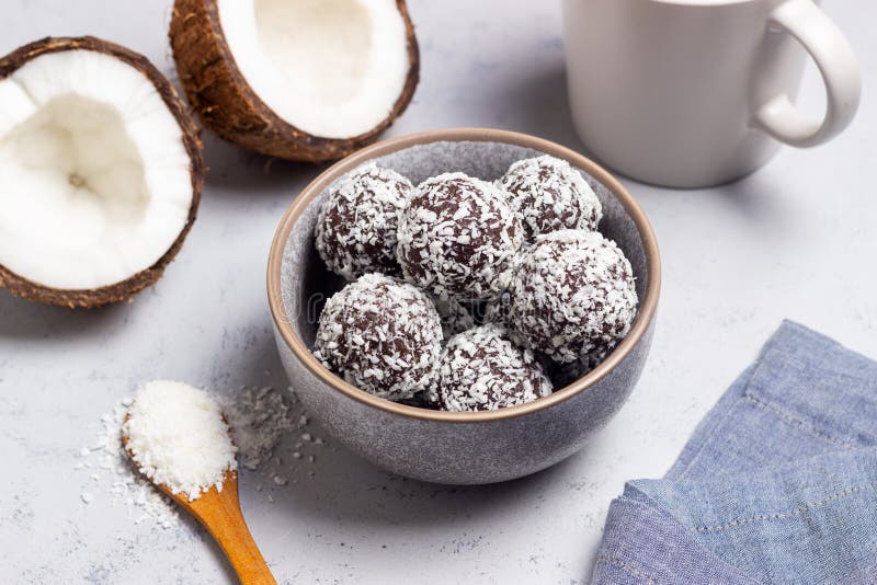 Coconut Chocolate Balls. Candy. Dessert. Vegetarian Food Stock Photo ...
