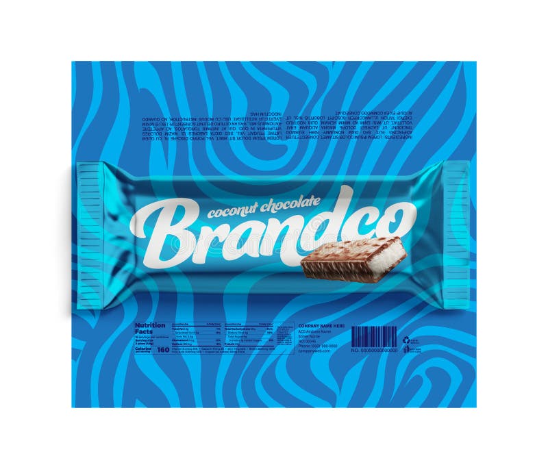 Coconut Chocolate Wafer Packaging Design - Blue Stock Illustration ...