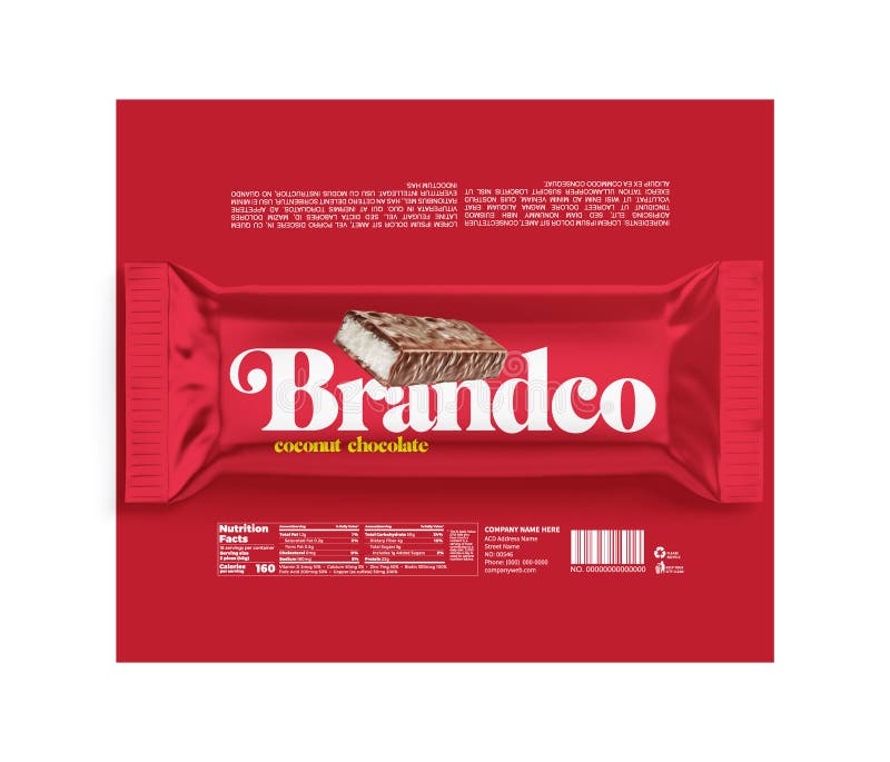 Coconut Chocolate Wafer Packaging Design - Red Stock Illustration ...