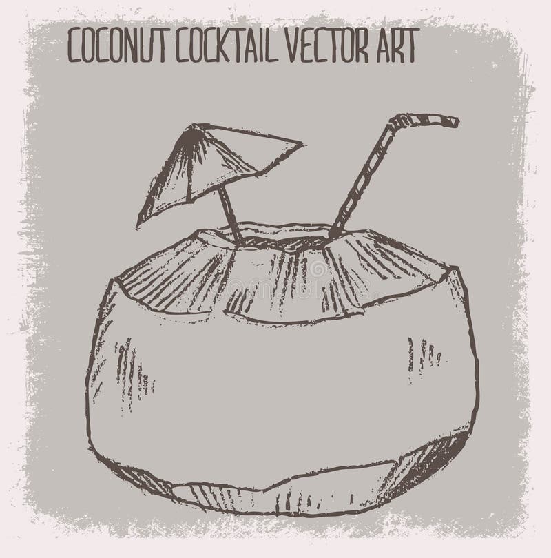 COCONUT COCKTAIL, with DOODLE VECTOR ILLUSTRATION or BACKGROUND Stock ...