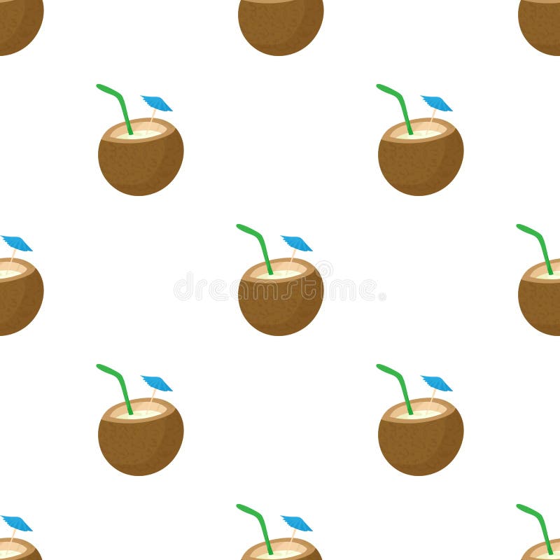 Coconut Cocktail Pattern Seamless Vector Stock Vector - Illustration of ...