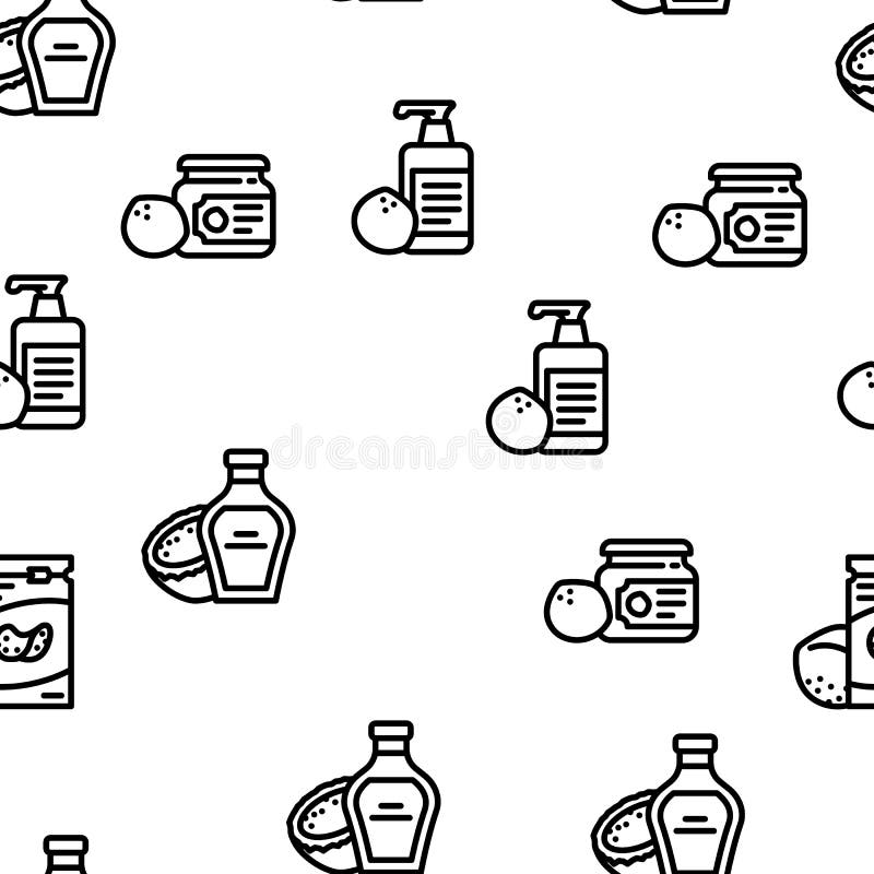 Coconut Coco Fruit White Tropical Vector Seamless Pattern Stock ...