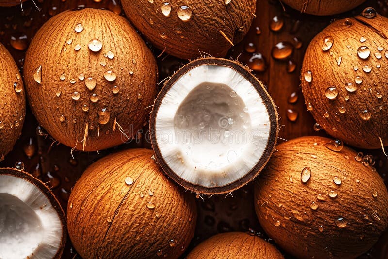 Coconut, Coconuts Covered in Water Droplets. Coconut Background Stock ...