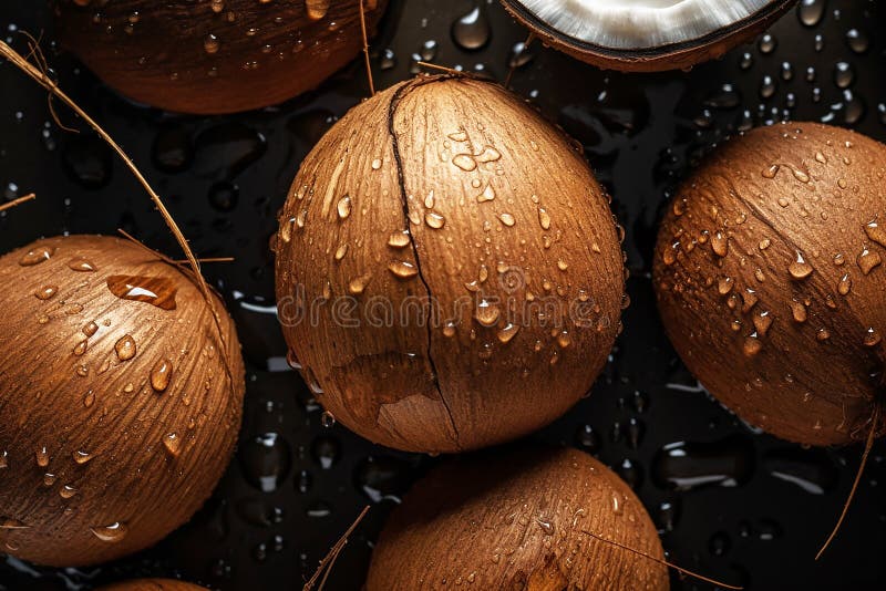Coconut, Coconuts Covered in Water Droplets. Coconut Background Stock ...