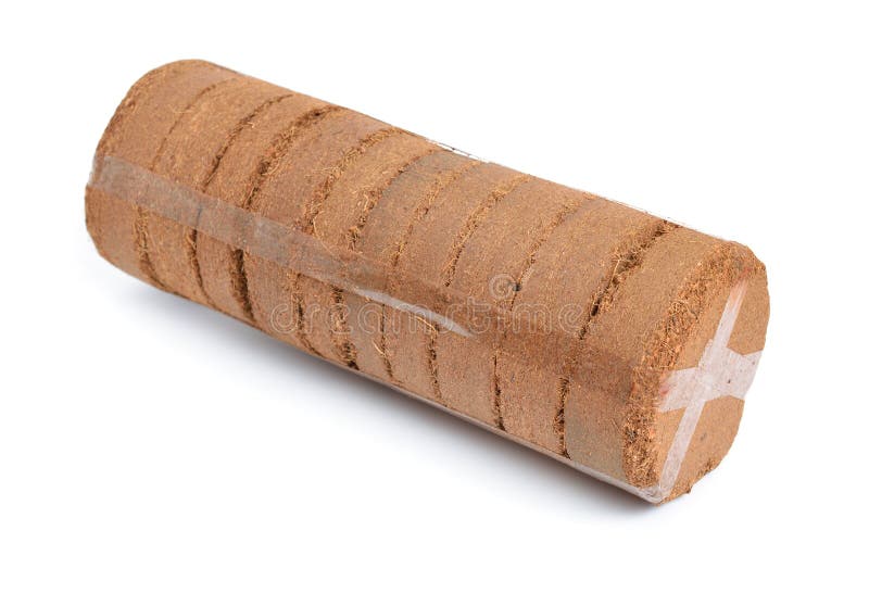 Coconut Coir Substrate. Pressed Briquette Isolated on White Background ...