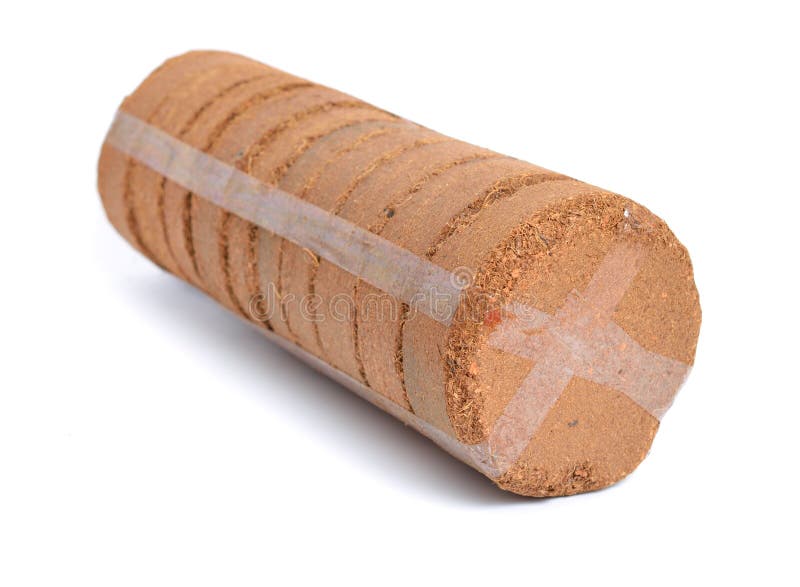 Coconut Coir Substrate. Pressed Briquette Isolated on White Background ...