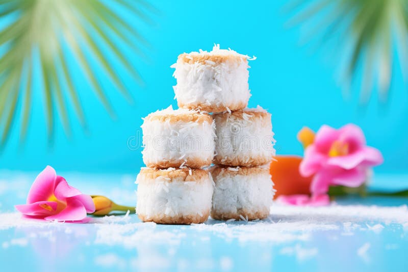 Coconut-covered Turkish Delight Rolls, Stacked, on a Bright Surface ...