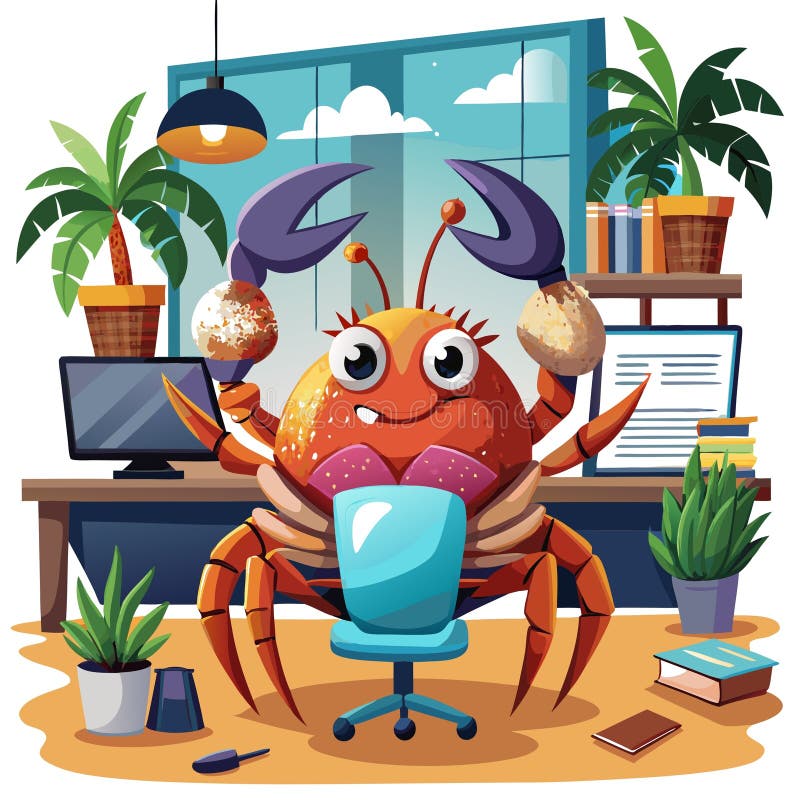 Coconut Crab Devoted Looks Office Vector Stock Vector - Illustration of ...