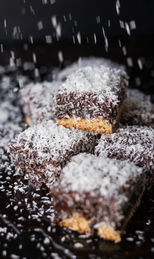 Coconut Cube Sweets with Chocolate Stock Photo - Image of food ...