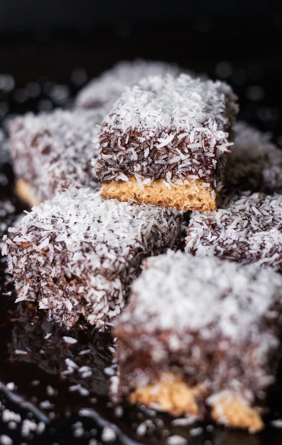 Coconut Cube Sweets with Chocolate Stock Photo - Image of food, cube ...
