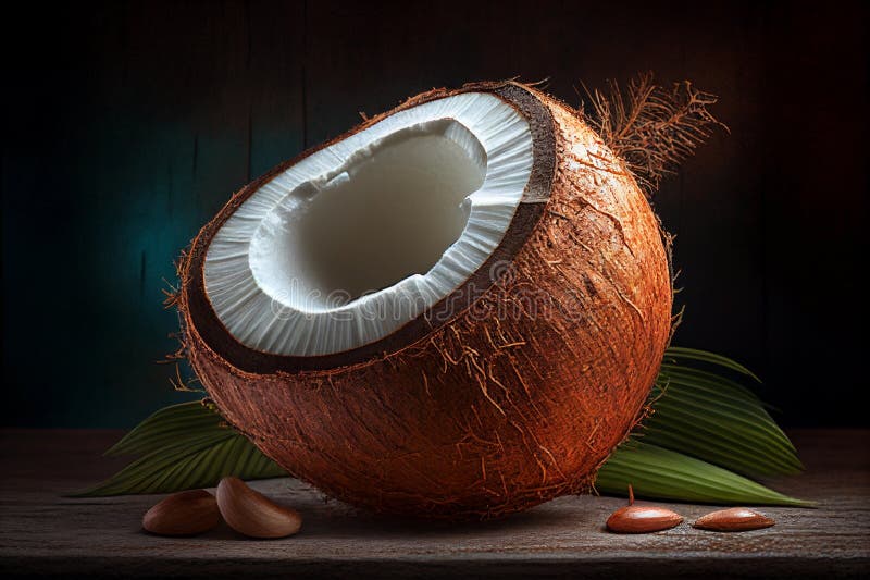 Coconut Cut Close-up. AI Generated Stock Illustration - Illustration of ...