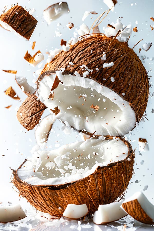 A Coconut is Being Smashed on a White Background. Generative AI Stock ...
