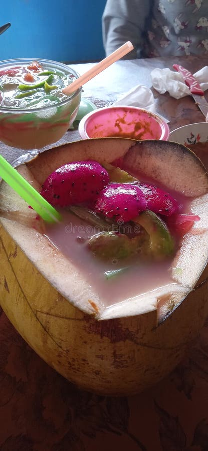 Coconut & Dragon fruit stock image. Image of fish - 198126543