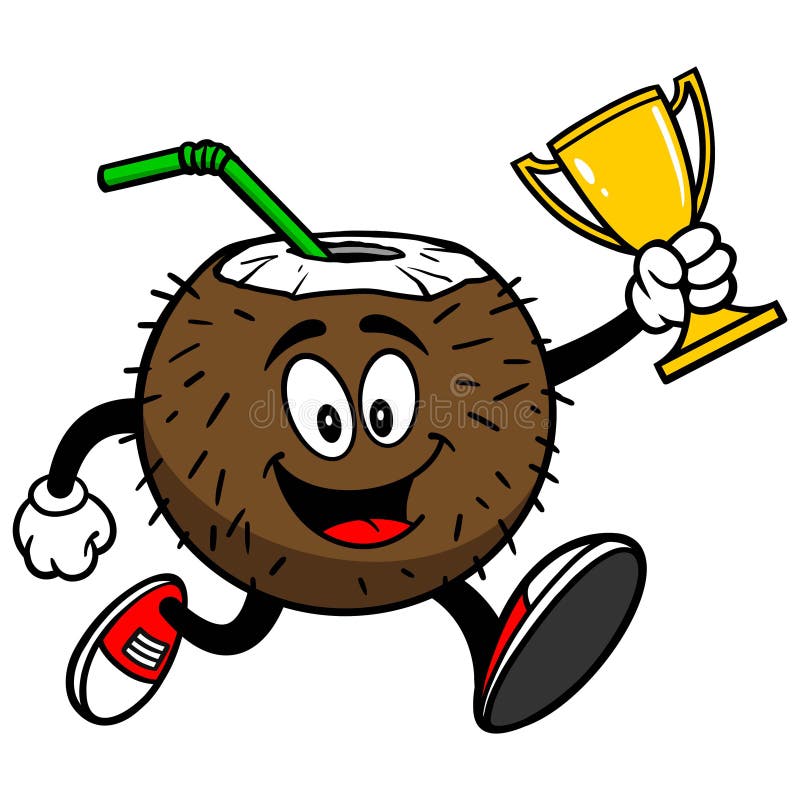 Coconut Drink Running with Trophy Stock Vector - Illustration of ...