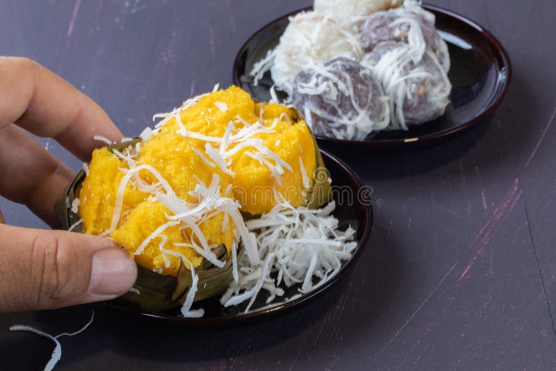 Coconut Dumpling with Pandanus and Toddy Palm Cake Stock Image - Image ...