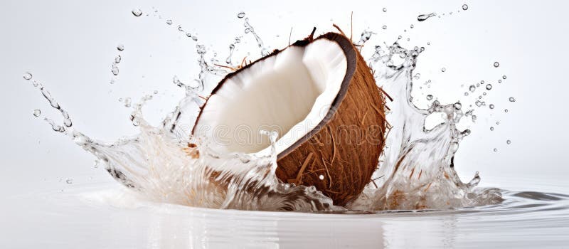 A Coconut Falls into a Glass of Liquid, Creating a Refreshing Splash ...