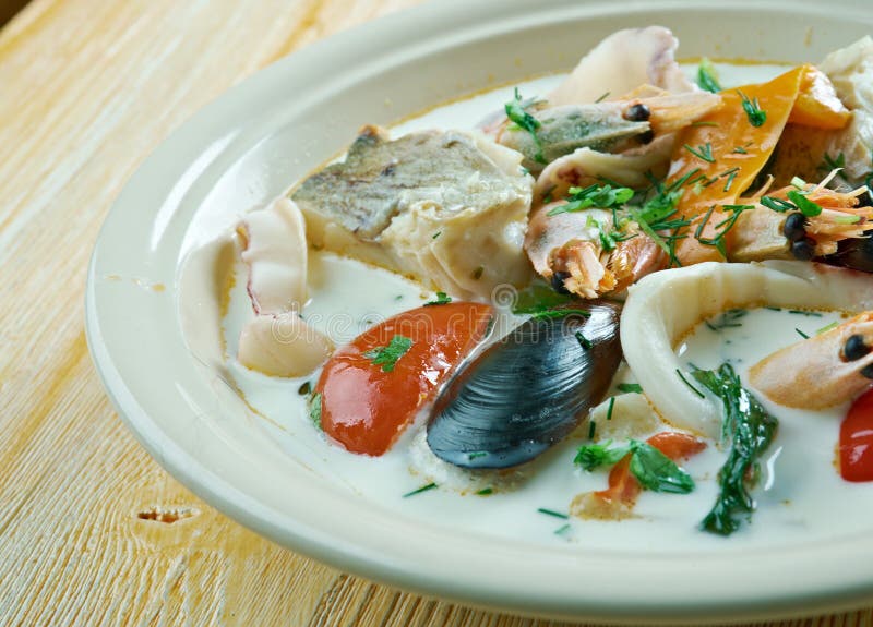 Coconut Fish Chowder stock photo. Image of rustic, cilantro - 80279608