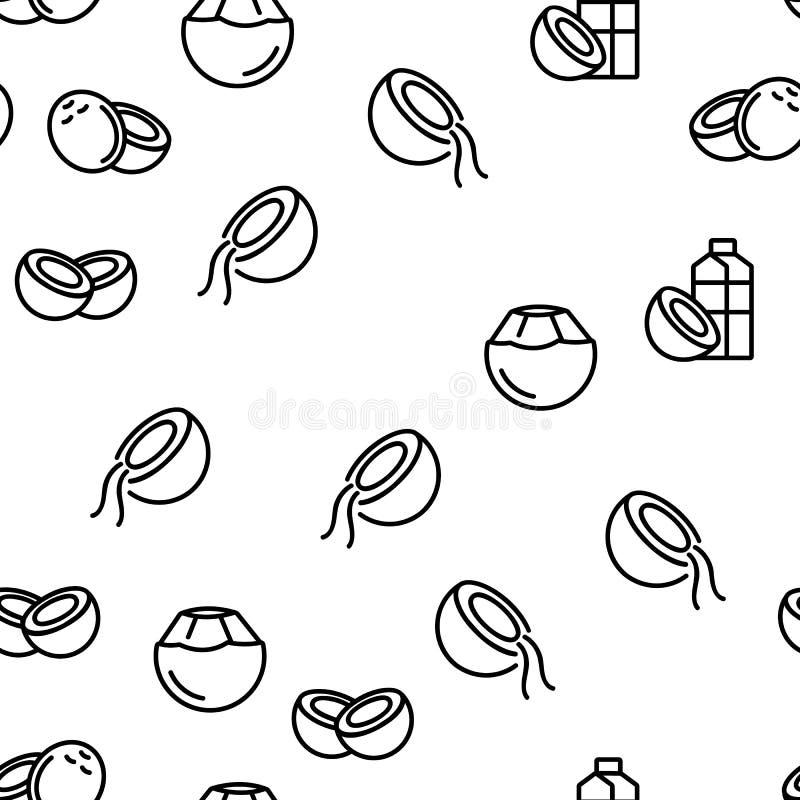 Coconut Food Vector Seamless Pattern Stock Vector - Illustration of ...