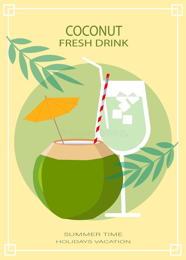 Coconut Fresh Drink . Cute Coconut Fresh Drink for Template, Banner ...