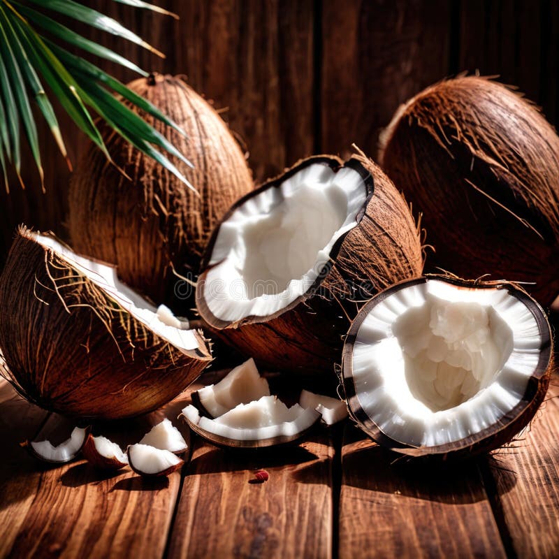 Coconut Fresh Raw Organic Fruit Stock Illustration - Illustration of ...