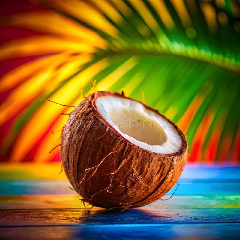 Coconut Fruit Color Background Stock Illustration - Illustration of ...