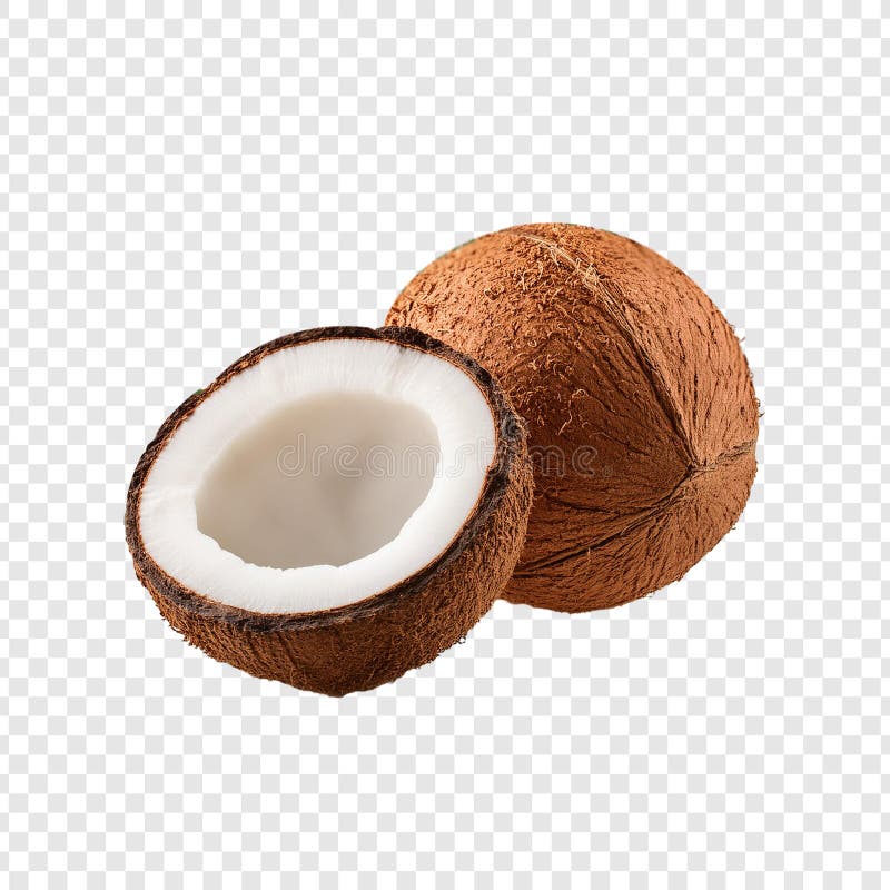 Coconut Fruit with Slice on Transparent Background Stock Image ...