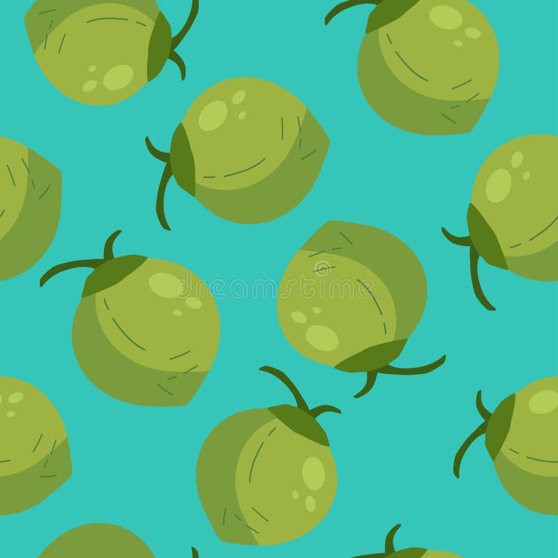 Coconut Fruits Seamless Pattern, Abstract Green Coconuts Pattern Background Vector Illustration ...