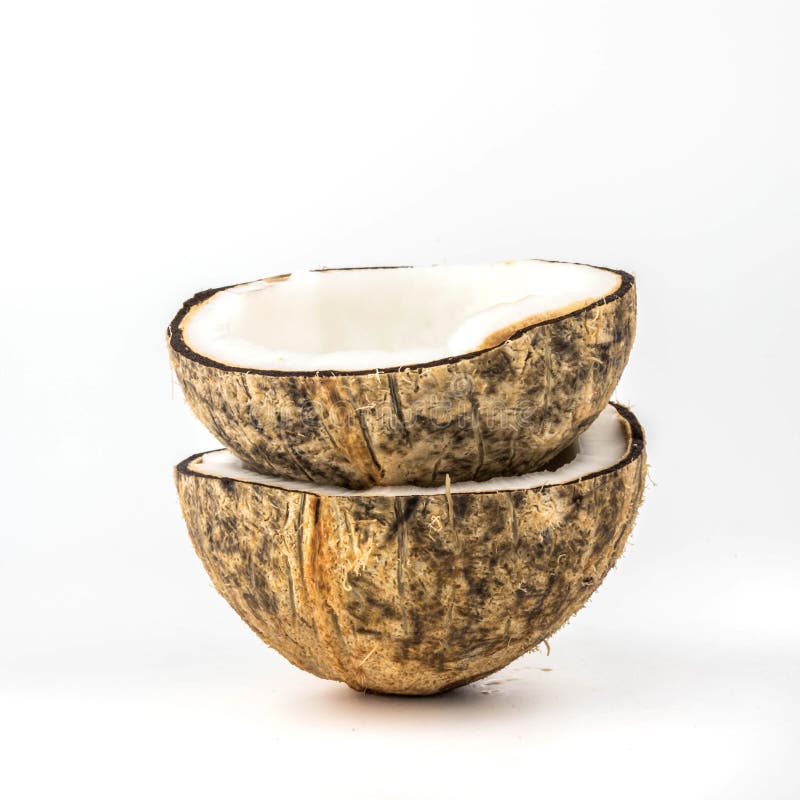 Close Up Coconut Half Isolated on White Background Stock Photo - Image ...