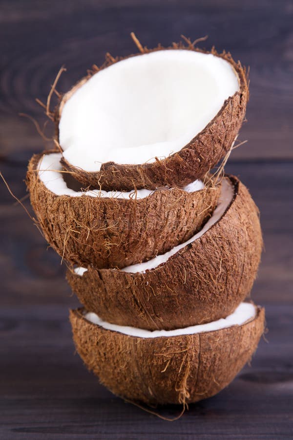 Coconut halves with shell stock image. Image of copra - 77146169