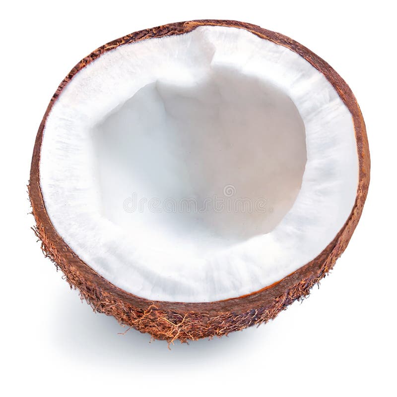 Coconut Isolated on White Background. Fresh Half Coconut Close Up ...