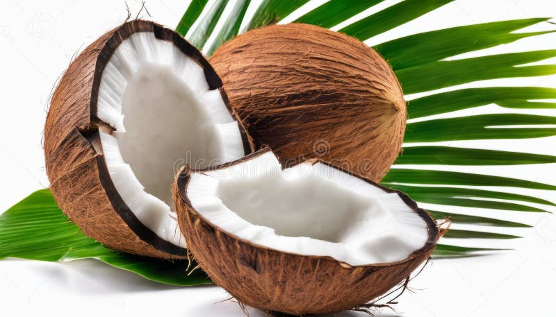 A Coconut with Its Shell Removed Stock Illustration - Illustration of ...