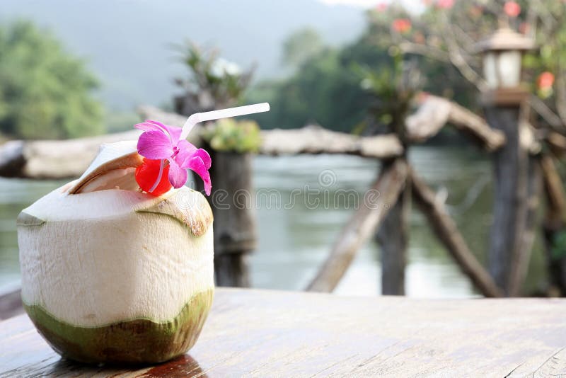 Coconut Juice in the Coconut. Stock Image - Image of cocktail ...