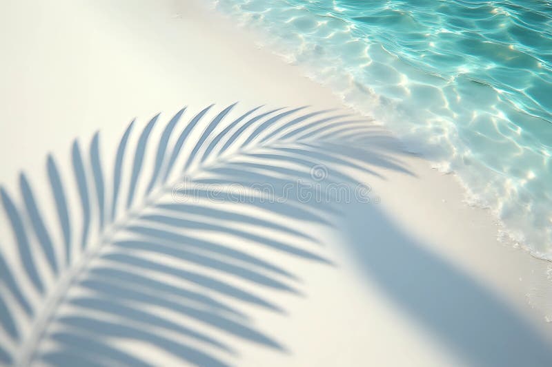 Coconut Leaf Shadow on Abstract White Sand Beach Background, Sun Lights ...
