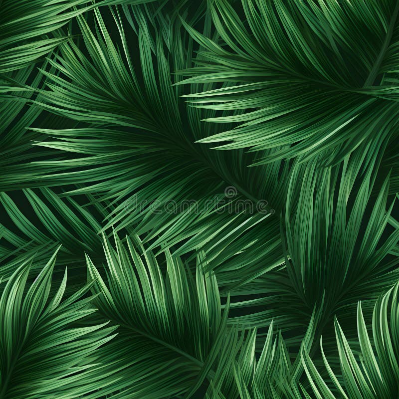 Coconut Leaves Seamless Pattern on a Green Background by Generative AI ...