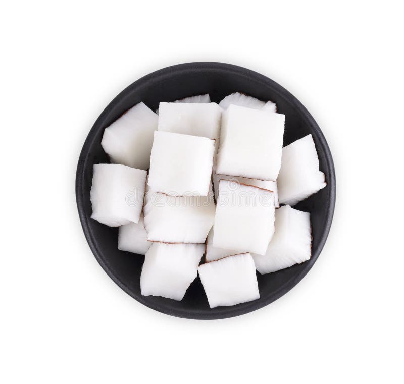 The Coconut Meat is Peeled and Ready To Be Cooked. Isolated on White ...