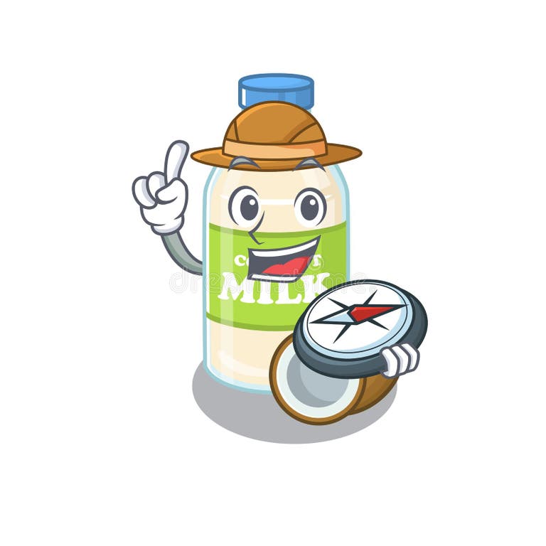Coconut Milk Experienced Explorer Using a Compass Stock Vector ...