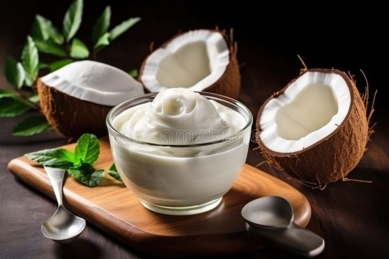 Coconut Milk Ice Cream Preparation in Kitchen Stock Photo - Image of ...