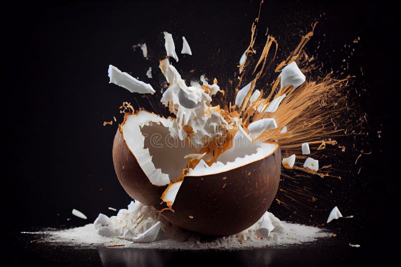 Coconut Milk Splash from a Broken Nut Stock Image - Image of dairy ...