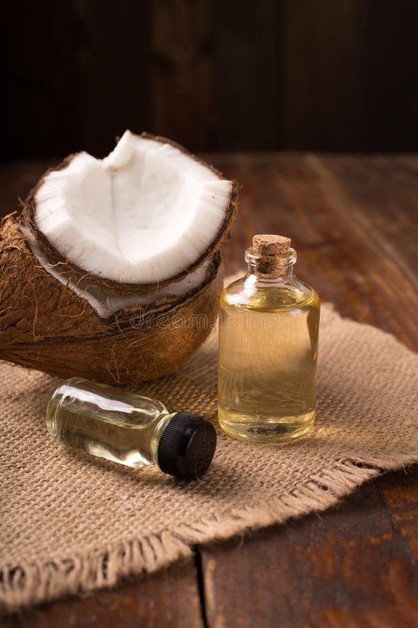 Coconut Oil and Fresh Coconut Stock Photo - Image of fresh, organic ...