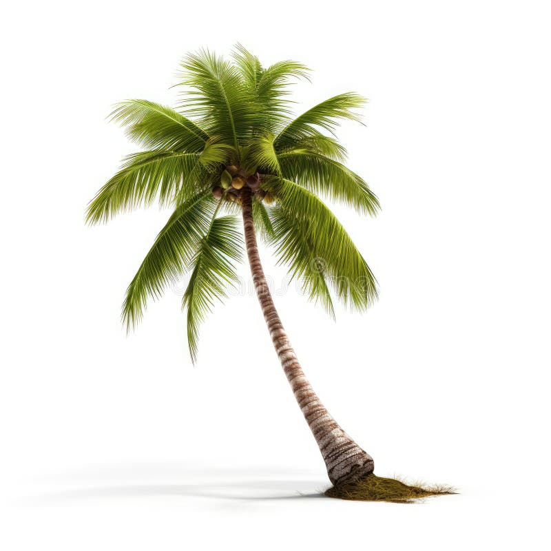 Coconut Palm,Coconut Tree Lay Down, Its Roots Crooked,isolated White ...